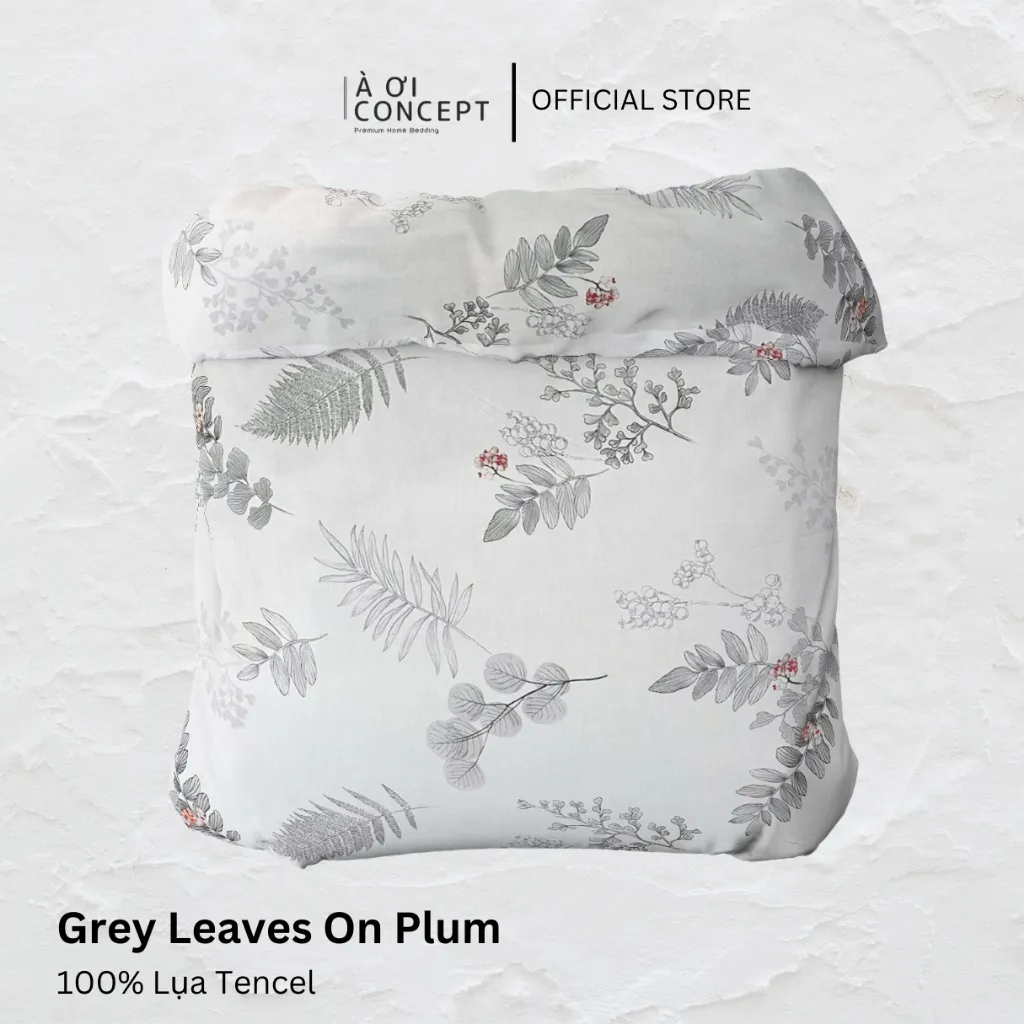 Mua Vỏ Mền Lồng Ruột Lụa Tencel Họa Tiết Grey Leaves on Plum Chính Hãng Giá Tốt