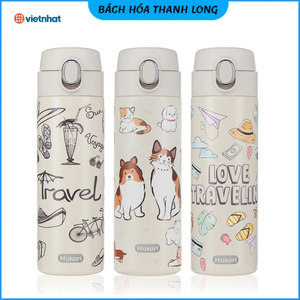 Mua Bình Nước Inox Giữ Nhiệt Cao Cấp HoKoRi 340ml-460ml Cầm Tay, Bỏ Túi Nhỏ Gọn Chính Hãng Giá Tốt