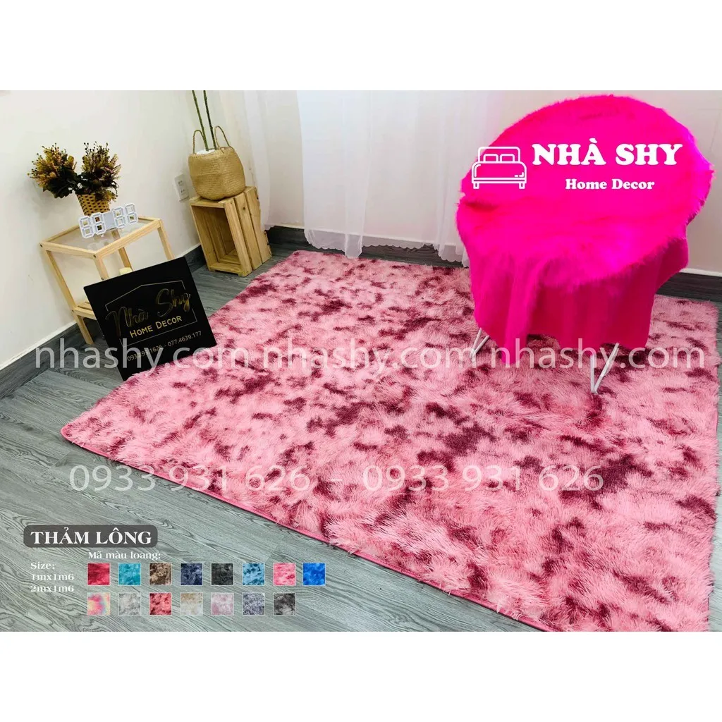 Mua Thảm Lông Trải Sàn Màu Đỏ Hồng Loang - Size 2mx1m6
