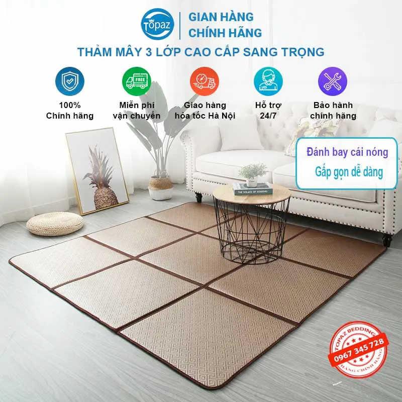 Mua Thảm Mây Trải Sàn 3 Lớp Cao Cấp Chính Hãng TOPAZ Nhập Khẩu Có Đế ...