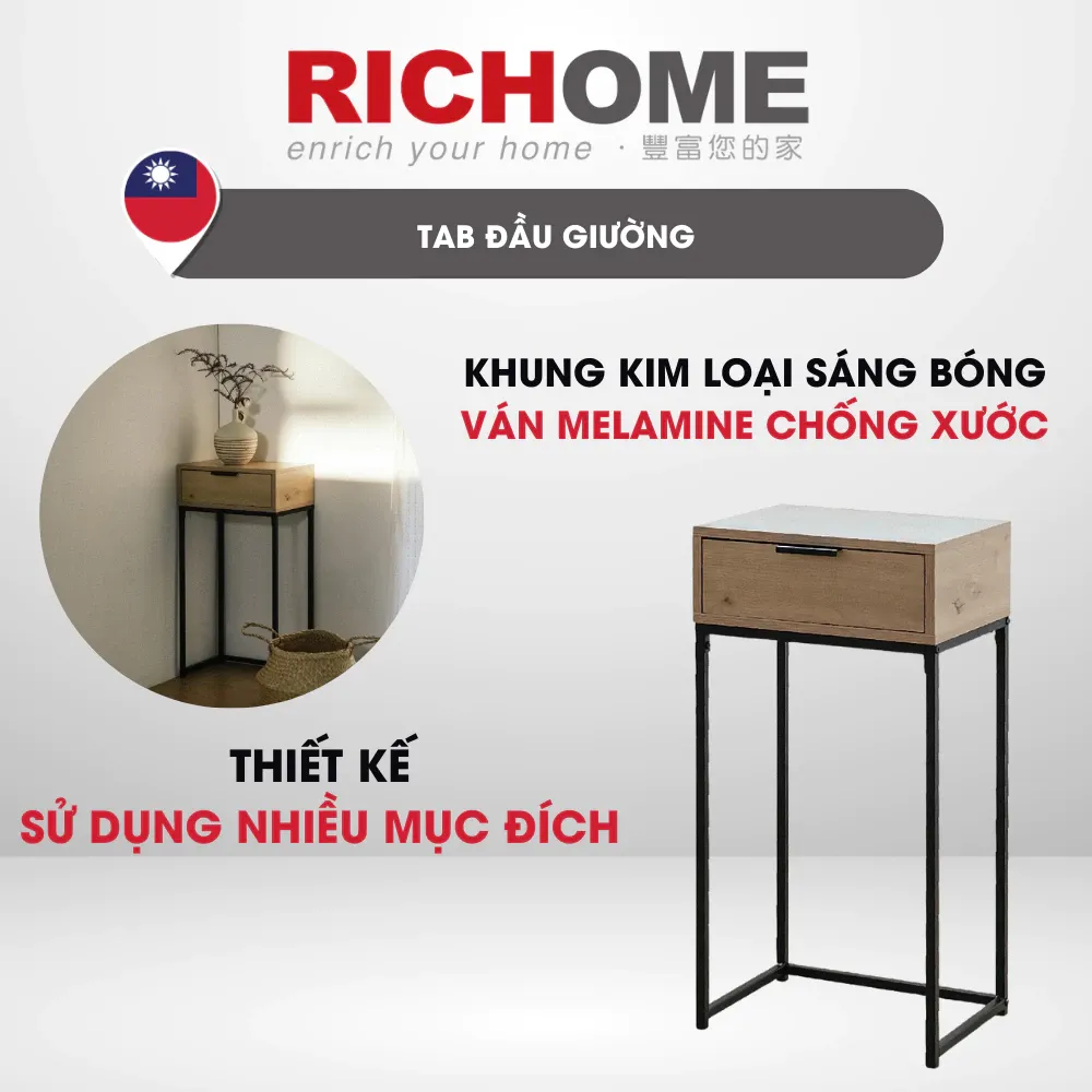 Mua Tab Đầu Giường, Bàn Làm Việc. Khung Sắt Chắc Chắn RICHOME DR265 ...
