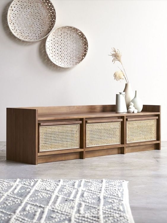 Mua Tủ gỗ tivi, trang trí mix mành mây 3 ngăn kéo (Hàng đặt trước ...